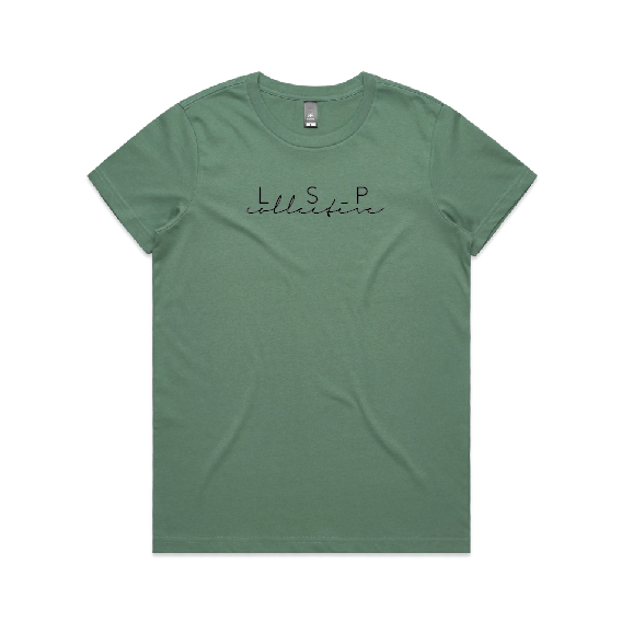 Ladies Label Tshirt (sage) - LSPCollective - Laser Signs & Print
