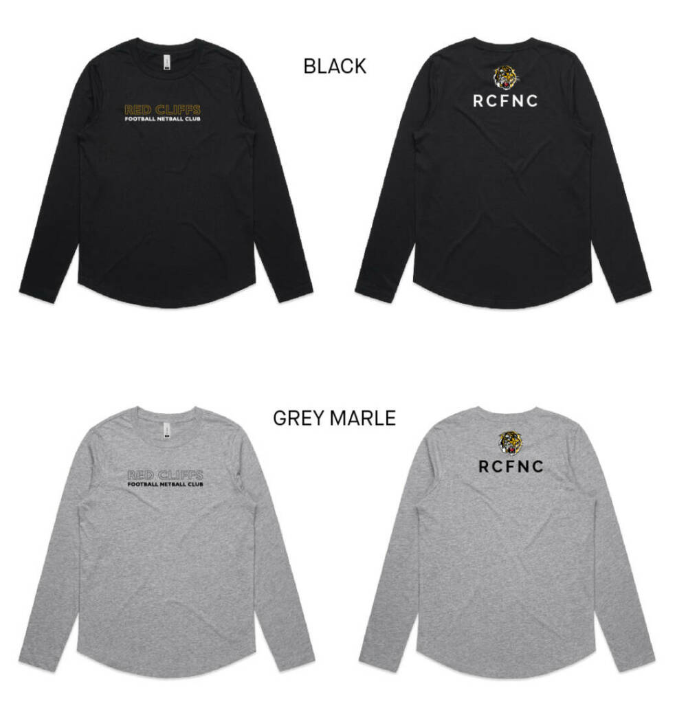 Ladies Curve Long Sleeve - Red Cliffs FNC - Laser Signs & Print