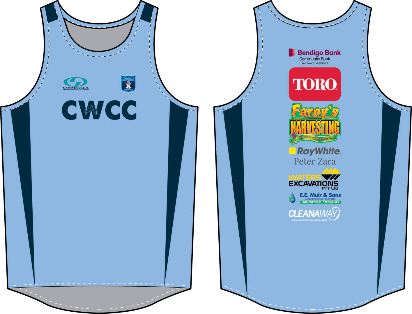 Kids Eureka Training Singlet - Coomealla Wentworth Cricket Club - Laser ...
