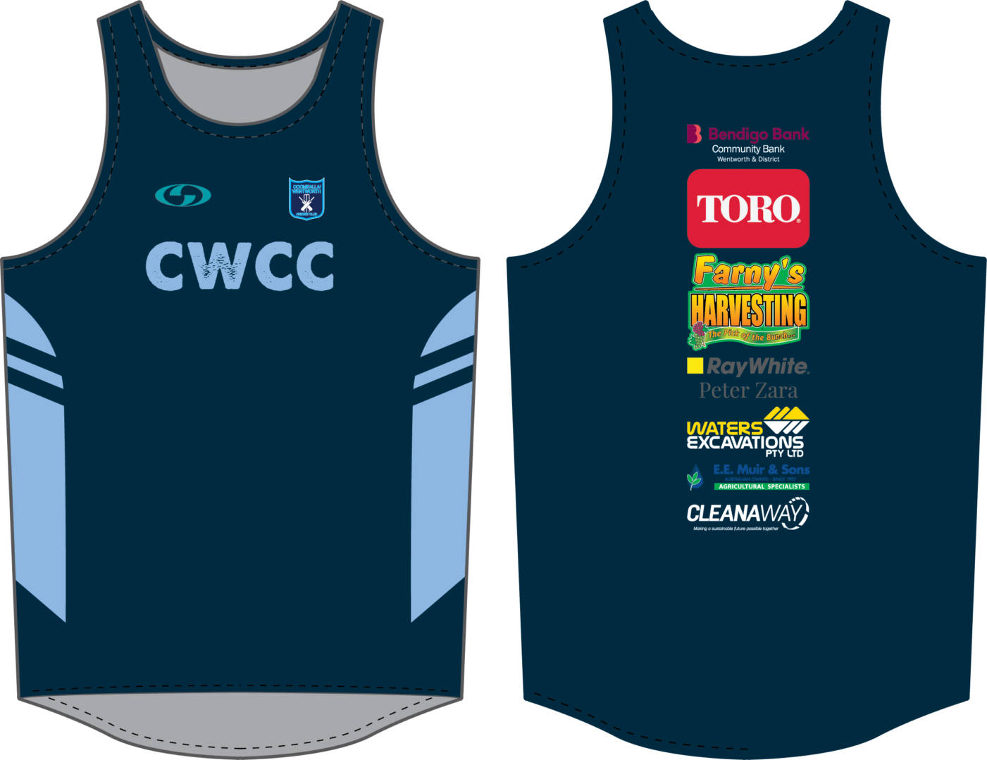 Men’s Tasman Training Singlet Coomealla Wentworth Cricket Club - Laser ...